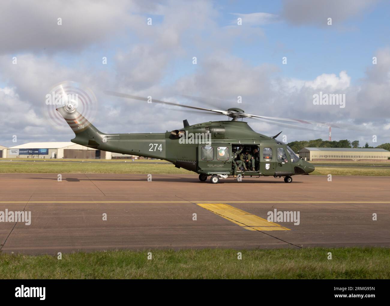 An Irish Army Air Corps Leonardo AW13 helicopter leaves the 2023 Royal ...