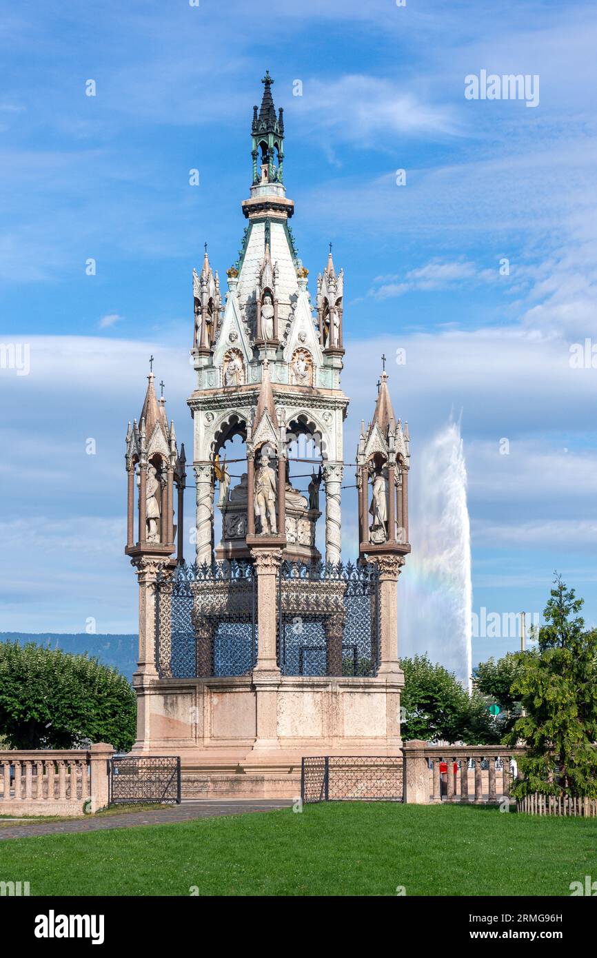 Brunswick Monument and The Geneva Water Fountain (Jet d'Eau), Jardin des Alpes, Quai du Mont ...