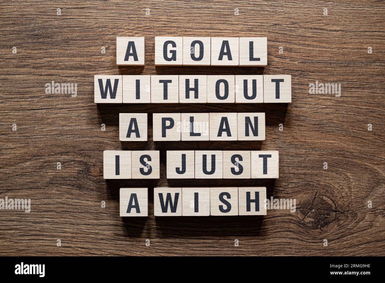 A goal without a plan is just a wish - word concept on building blocks ...
