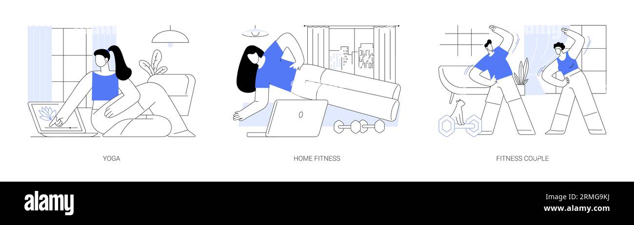 Home workout isolated cartoon vector illustrations se Stock Vector ...