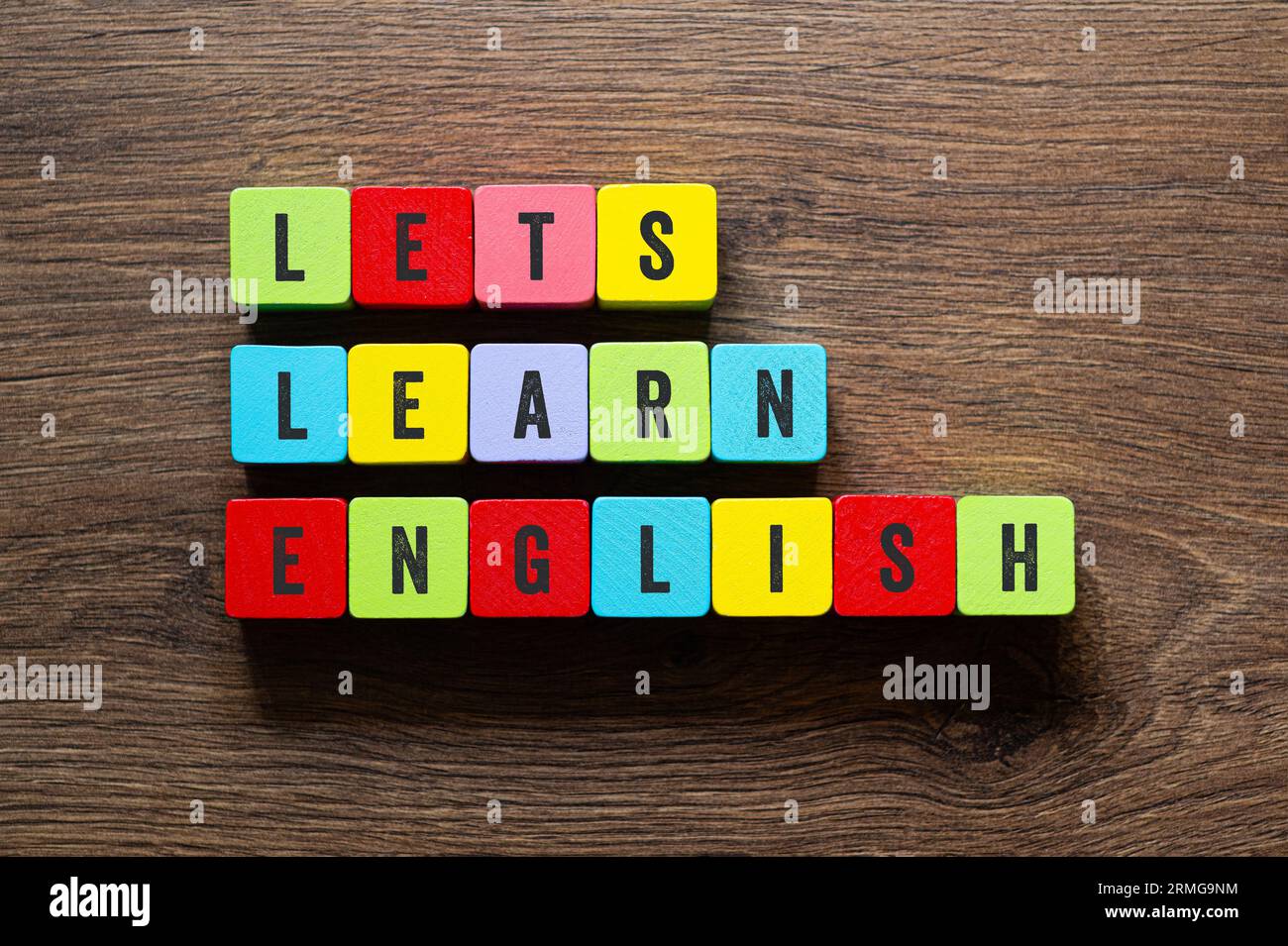 Let's learn english - word concept on building blocks, text Stock Photo ...