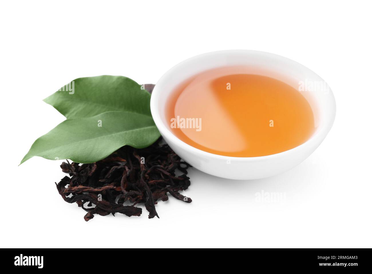 Traditional Chinese pu-erh tea, freshly brewed beverage and green ...