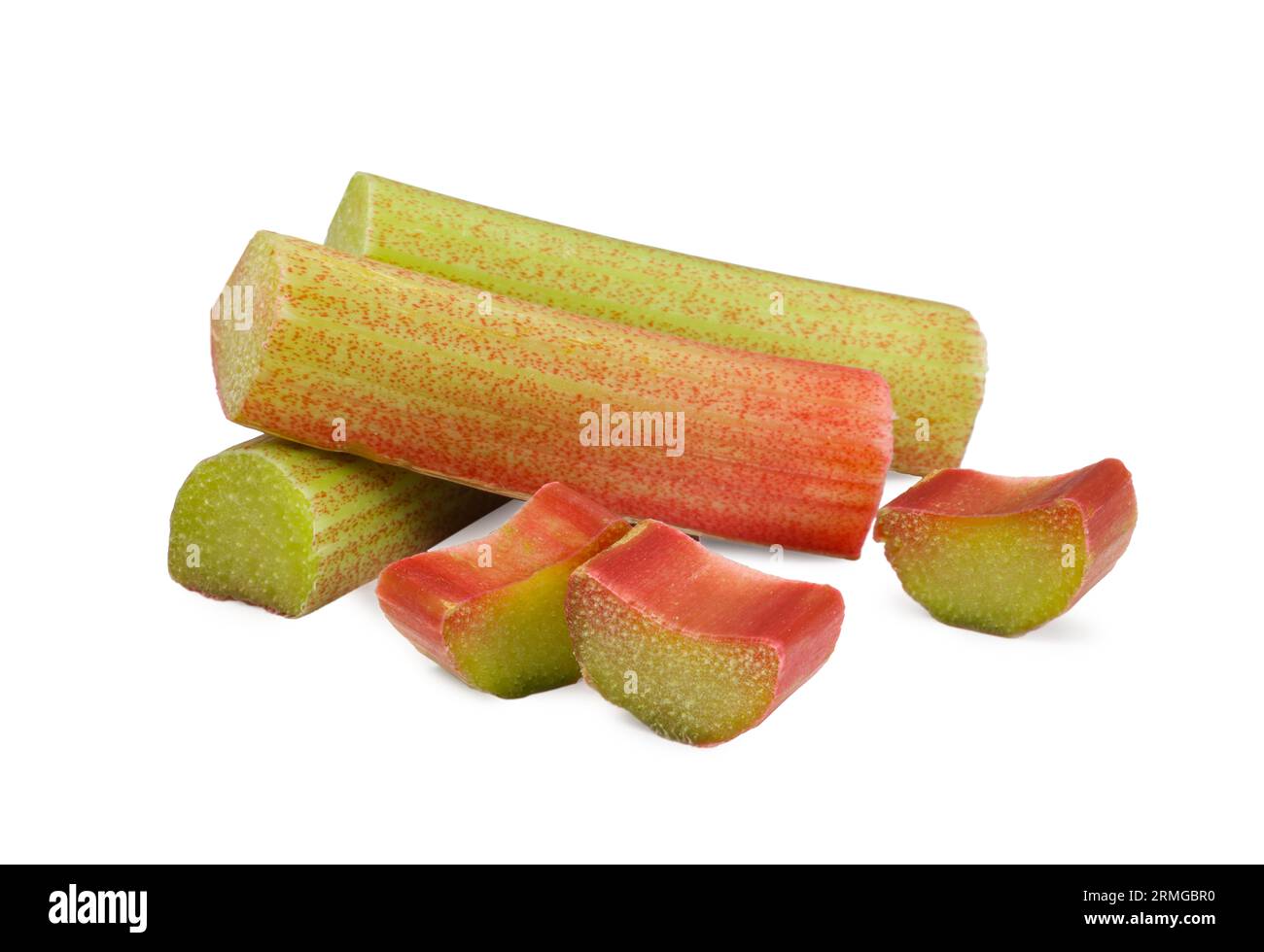 Fresh cut ripe rhubarb isolated on white Stock Photo - Alamy