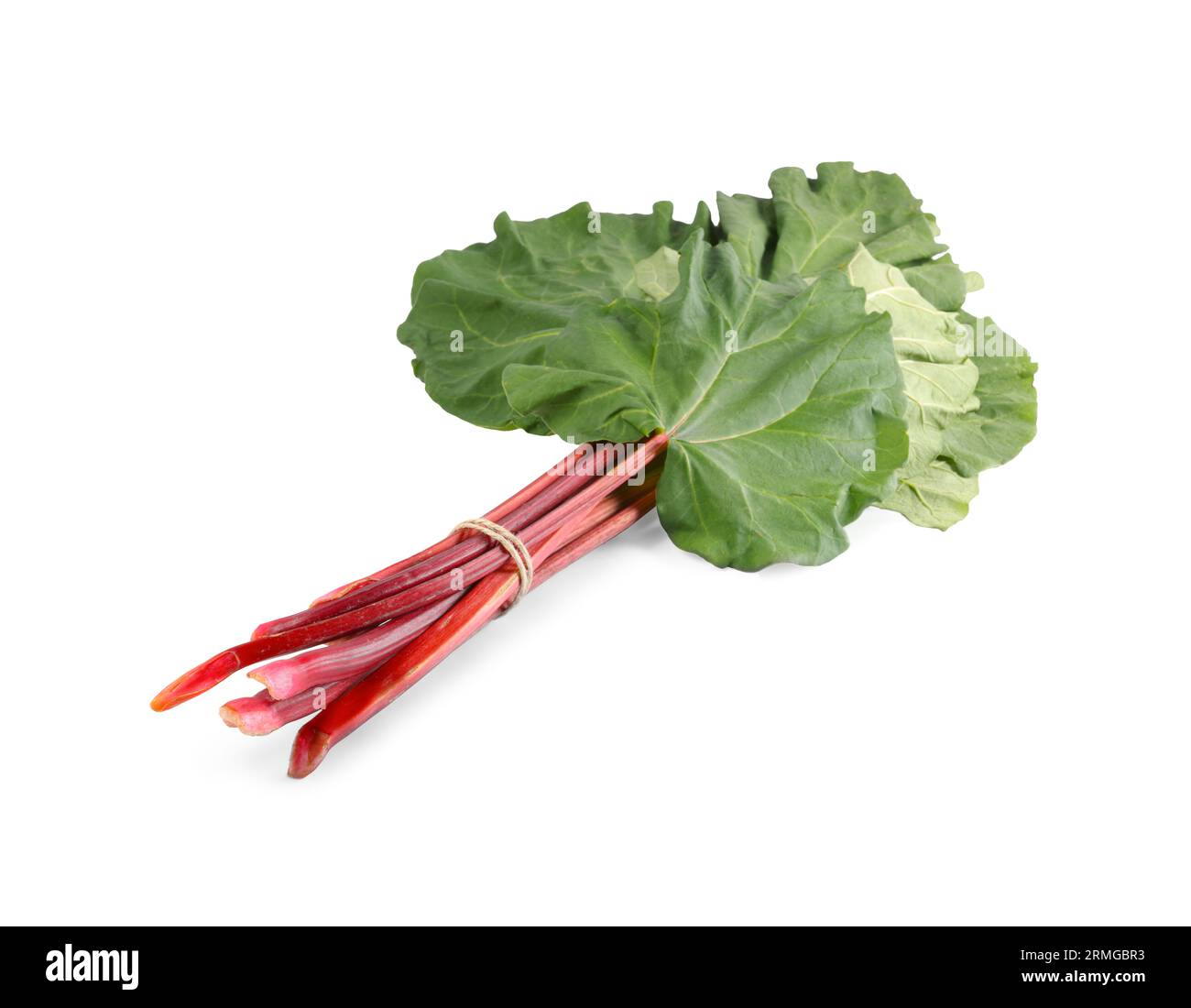 Fresh rhubarb stalks with leaves isolated on white Stock Photo - Alamy