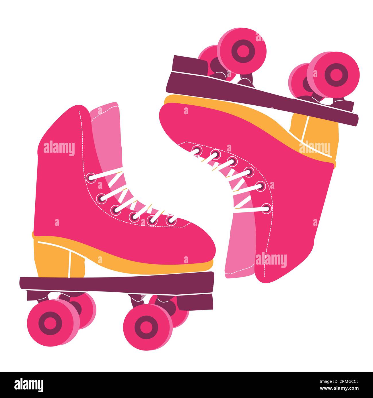 80s and 90s Retro Roller Skates in Bright Crimson Stock Vector Image ...