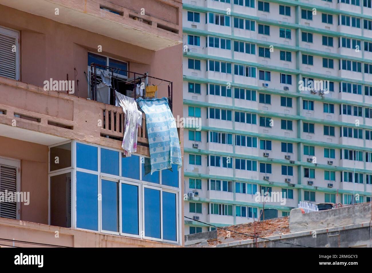 Havana, Cuba, 2023, Detail of the Focsa building (green Stock Photo - Alamy