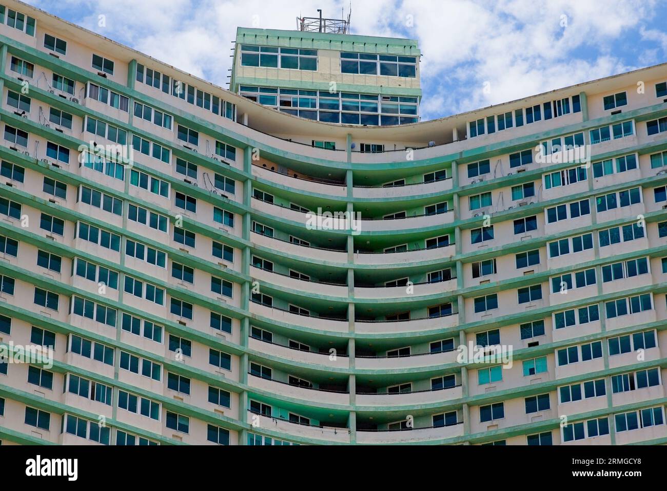 Havana, Cuba, 2023, Detail of the Focsa building (green Stock Photo - Alamy