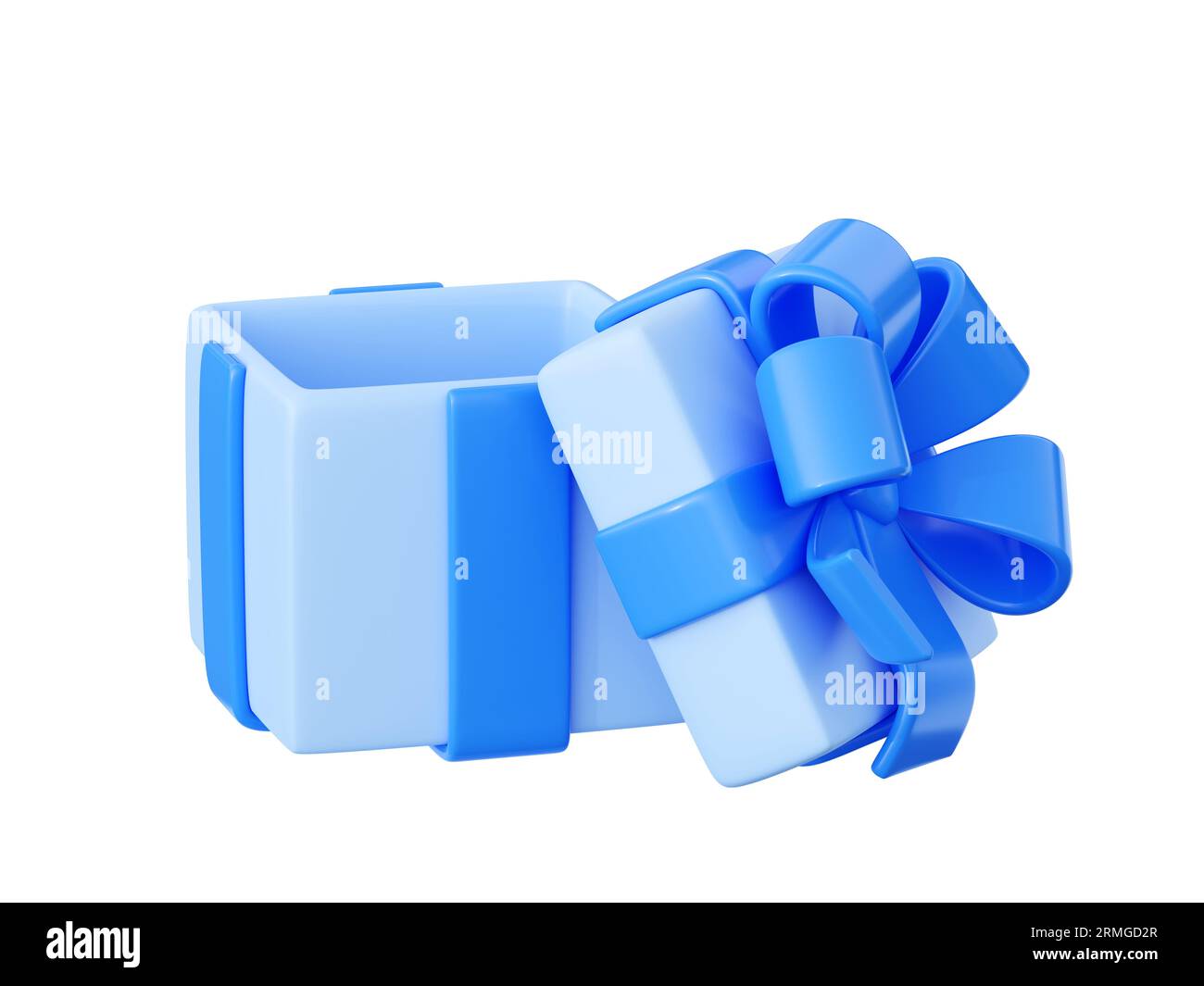 Open blue gift box with cover laying near 3d render illustration Stock ...