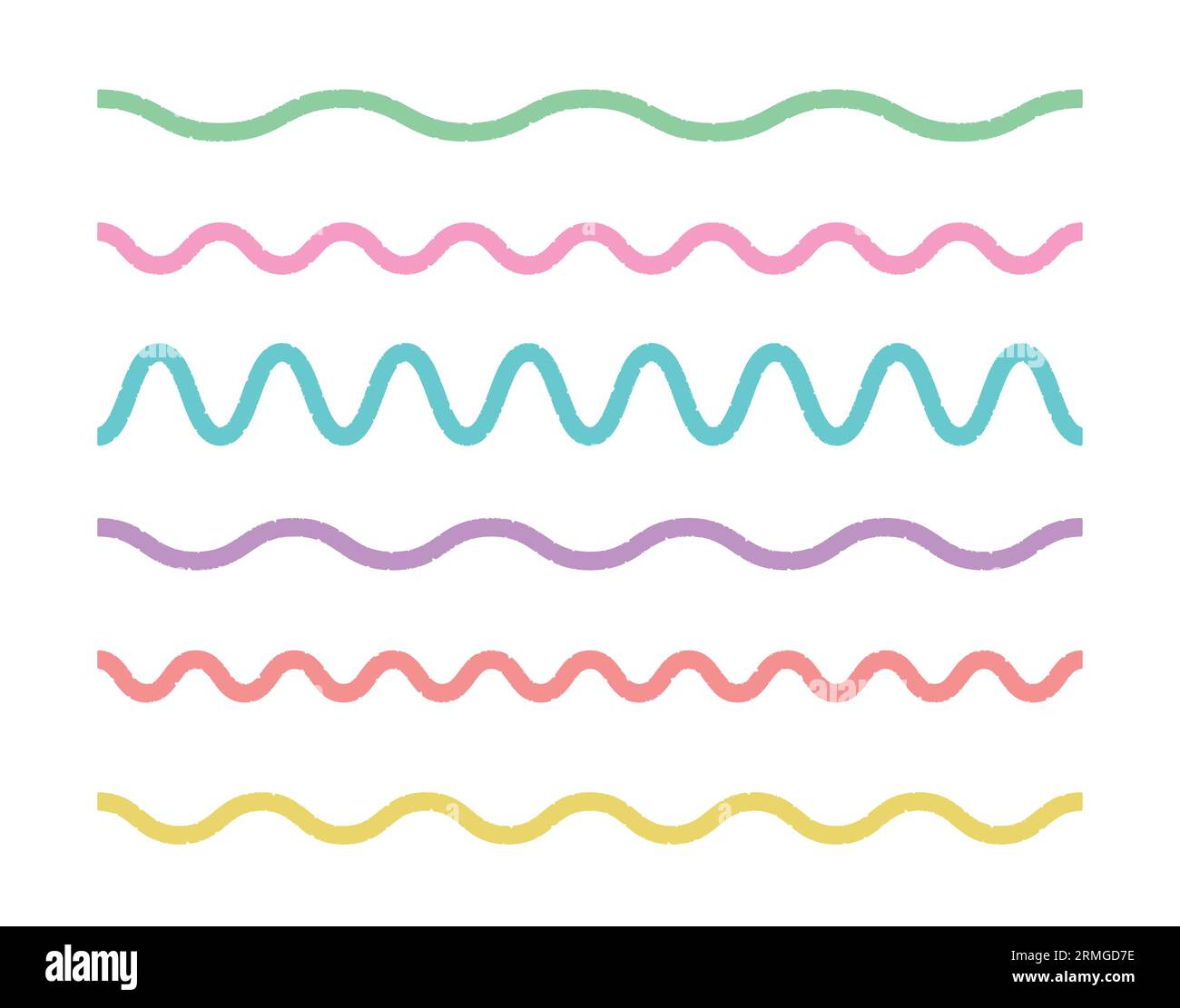 Wavy grunge line set in white background. Simple color outline design ...