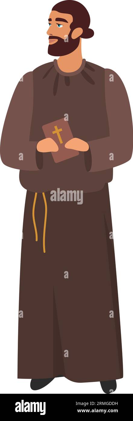 Medieval priest man. Monk in middle ages, monastery friar in medieval ...
