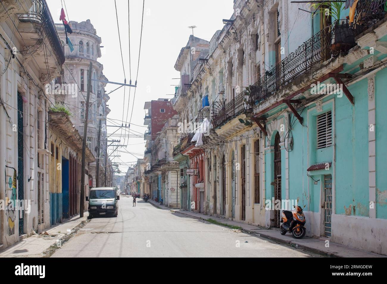 Havana, Cuba, 2023, Empty street with weathered buildings Stock Photo ...