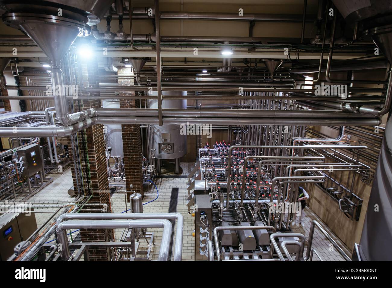 Modern brewery. Craft beer production line, aerial view Stock Photo - Alamy