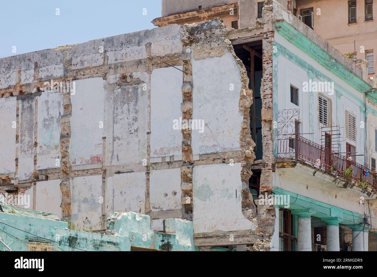 Havana, Cuba, 2023, Damaged and collapsing residential building Stock ...