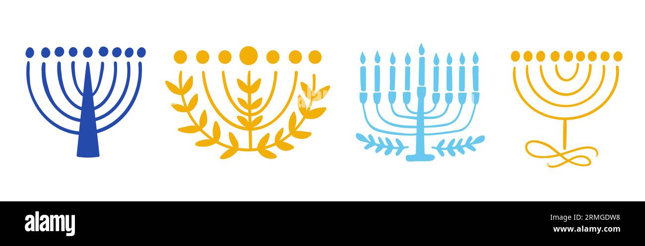 Menorah Hanukkah Shapes Set Illustration Judaism Stock Vector Image ...