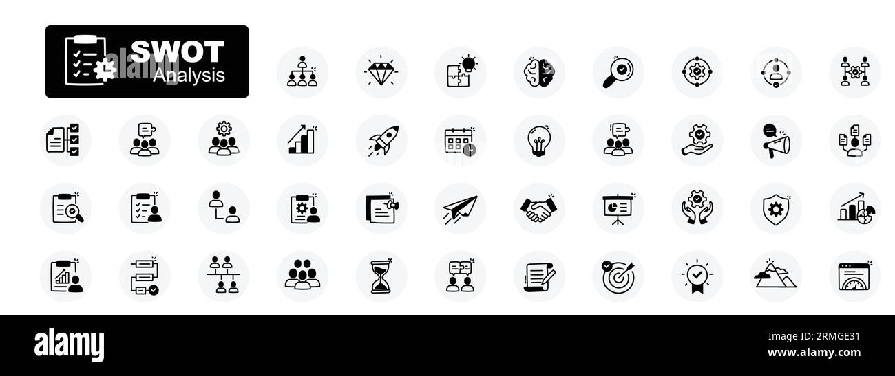 Colorful SWOT Analysis Icons. Vector Editable Stroke Icons Stock Vector ...