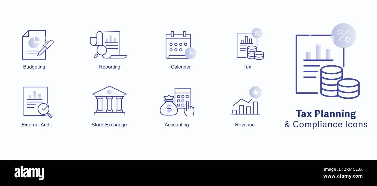 Tax Planning and Compliance Icons. Tax management icons, Tax strategy ...