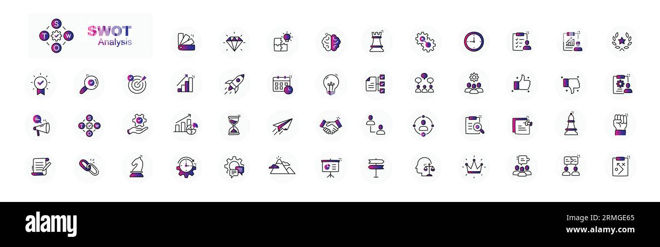Colorful SWOT Analysis Icons. Vector Editable Stroke Icons Stock Vector ...
