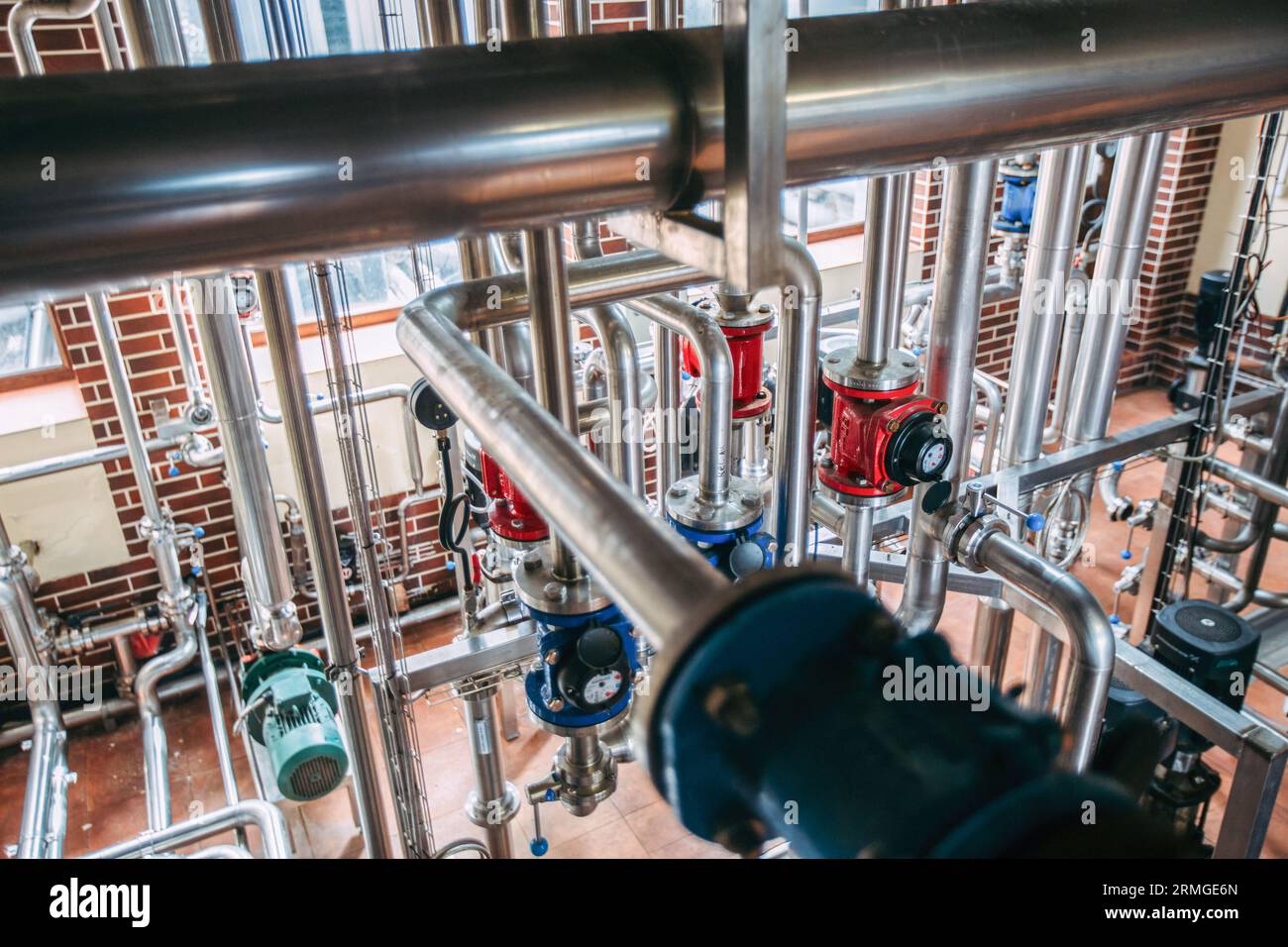 Industrial steel stainless pipes with valves. Pipeline system for ...