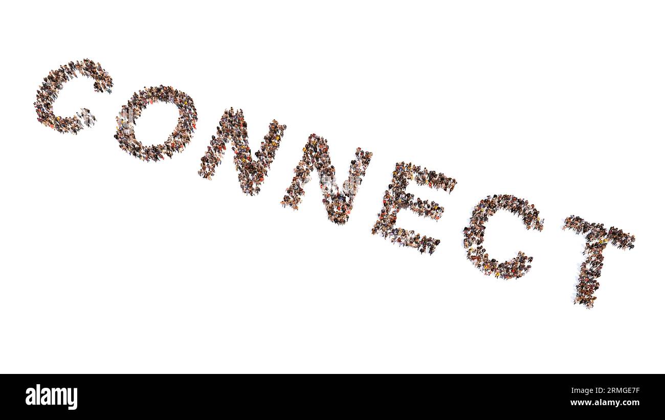 Concept conceptual large community of people forming the word CONNECT ...