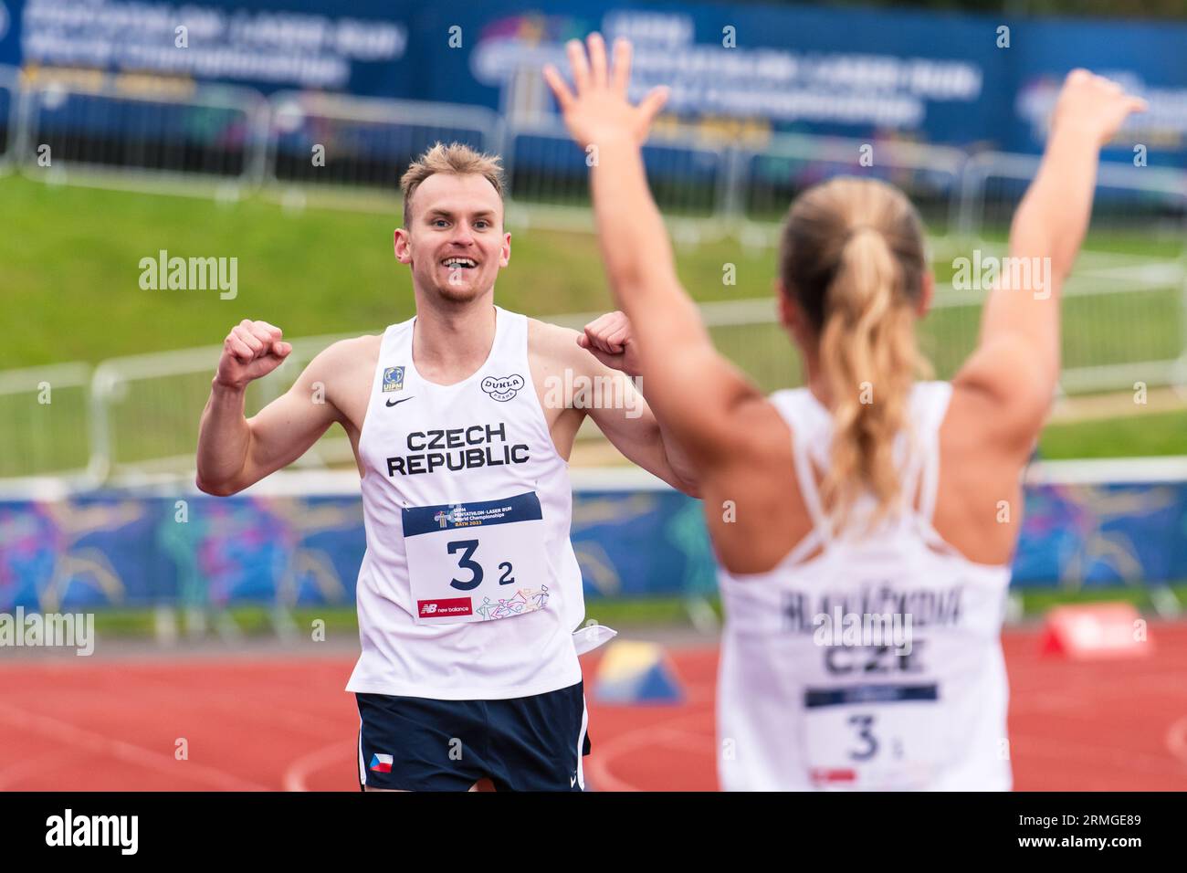 From left Marek Grycz and Lucie Hlavackova of Czech Republic celebrate ...