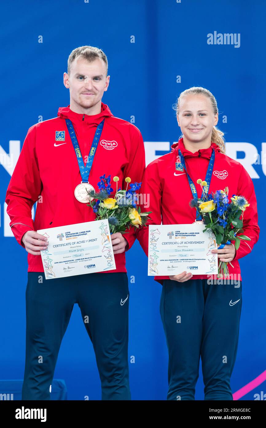 From left Marek Grycz, Lucie Hlavackova of Czech Republic receive ...