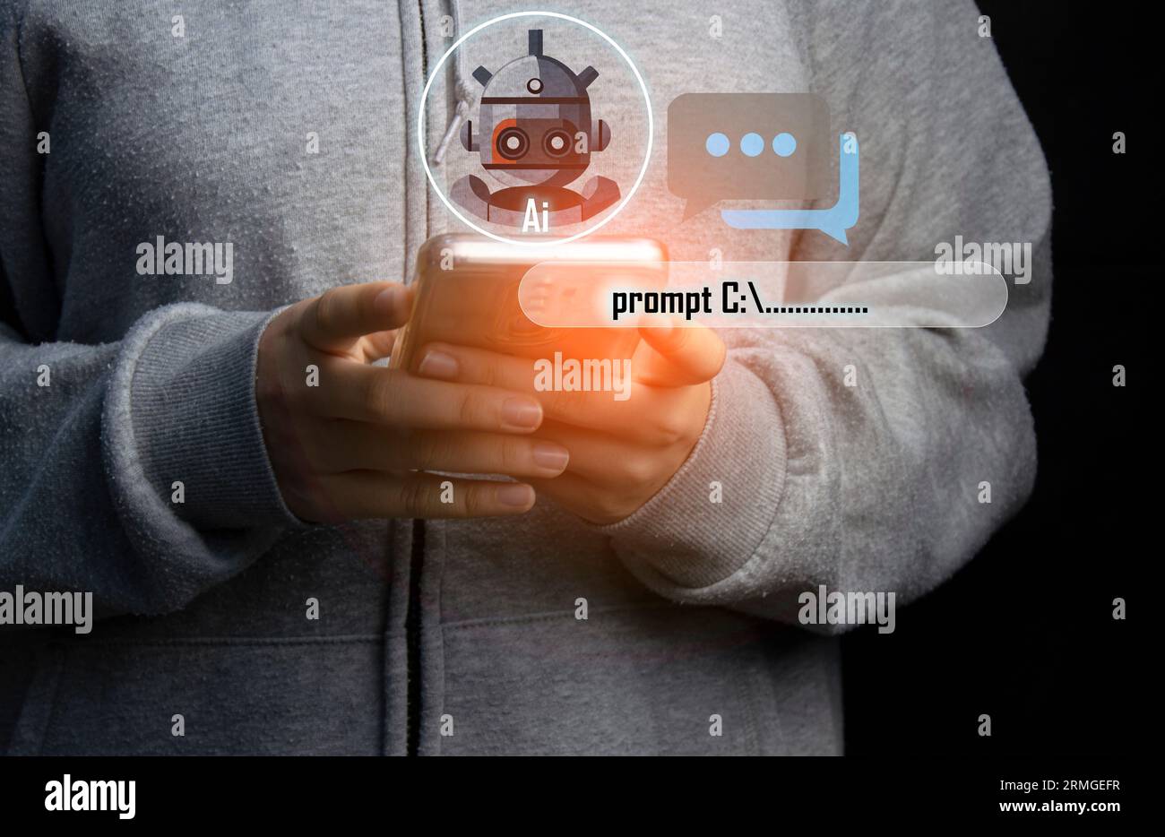 The concept is an AI chatbot or artificial intelligence that can naturally communicate through ...