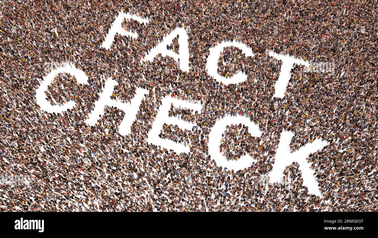 Conceptual community of people forming the worsd FACT CHECK. 3d ...