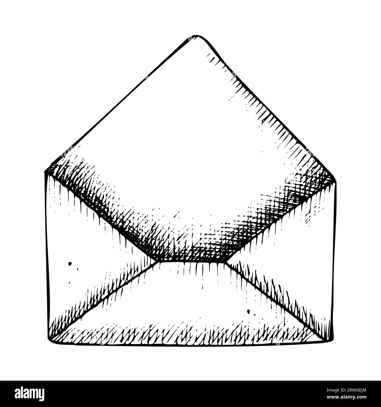 Open Envelope for Letter. Hand drawn vector illustration of old retro ...