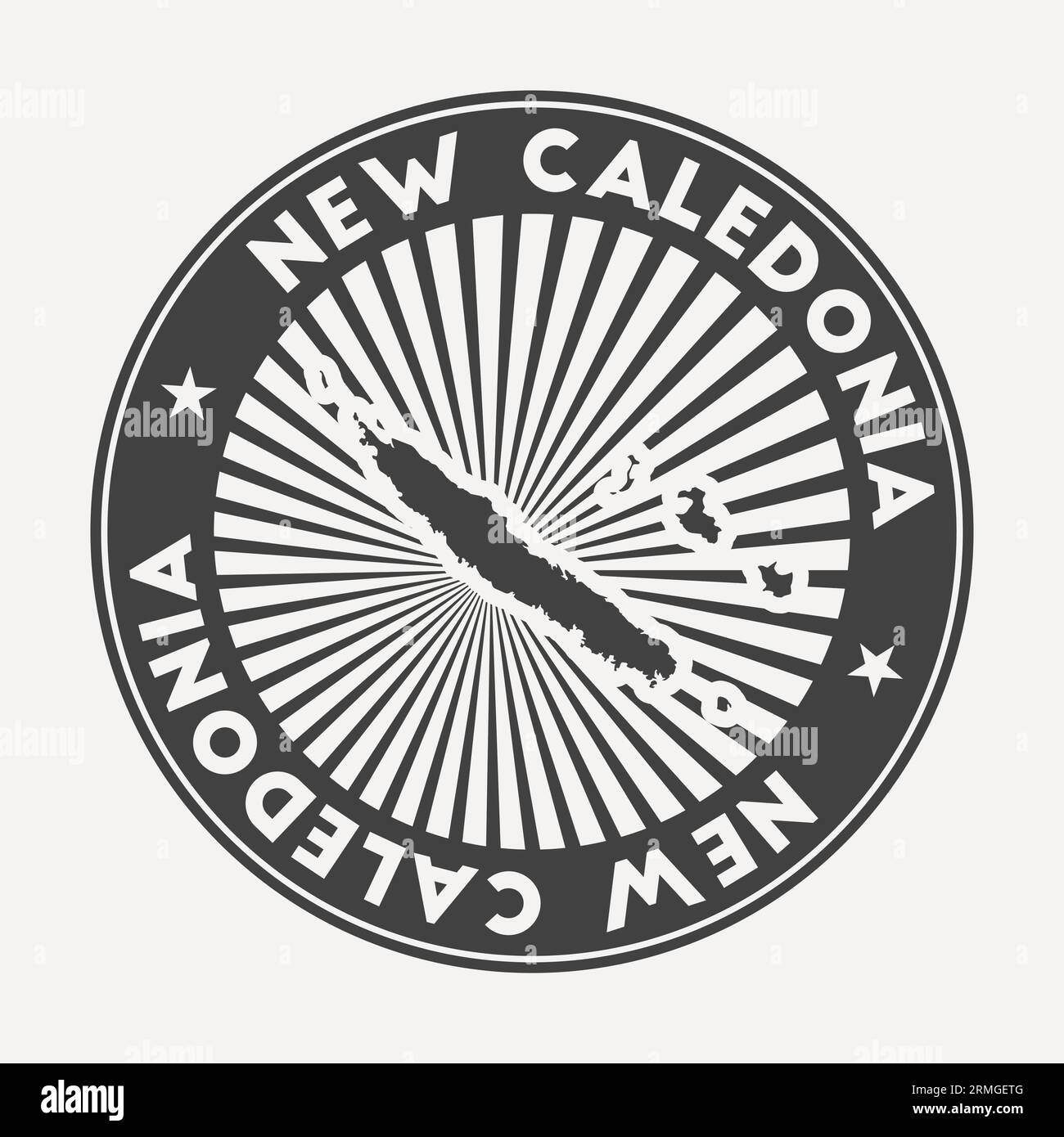 New Caledonia Round Logo Vintage Travel Badge With The Circular Name And Map Of Country Vector