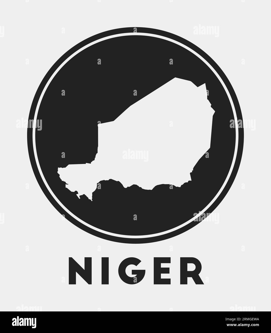 Niger icon. Round logo with country map and title. Stylish Niger badge ...