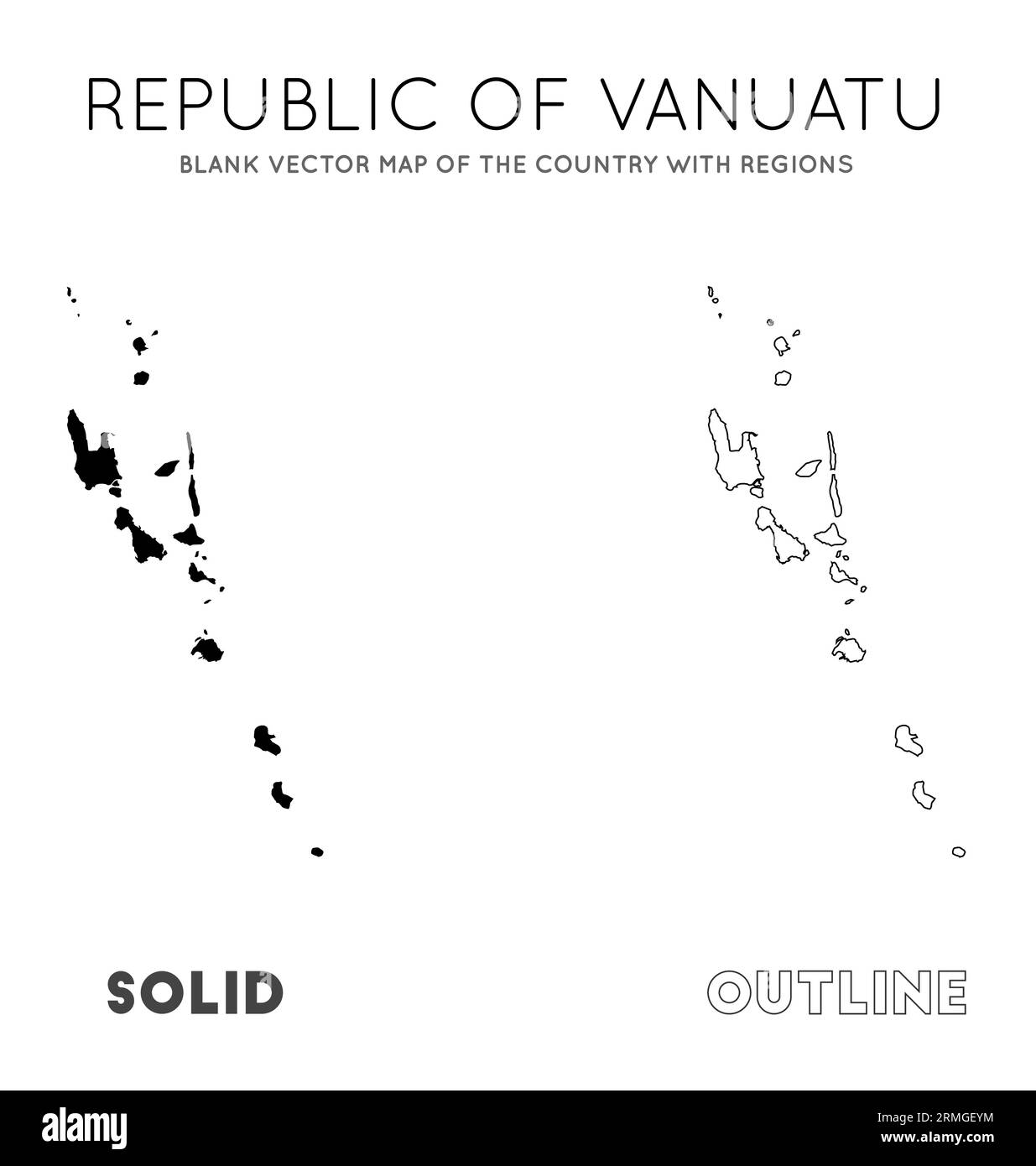 Vanuatu map. Blank vector map of the country with regions. Borders of Vanuatu for your ...