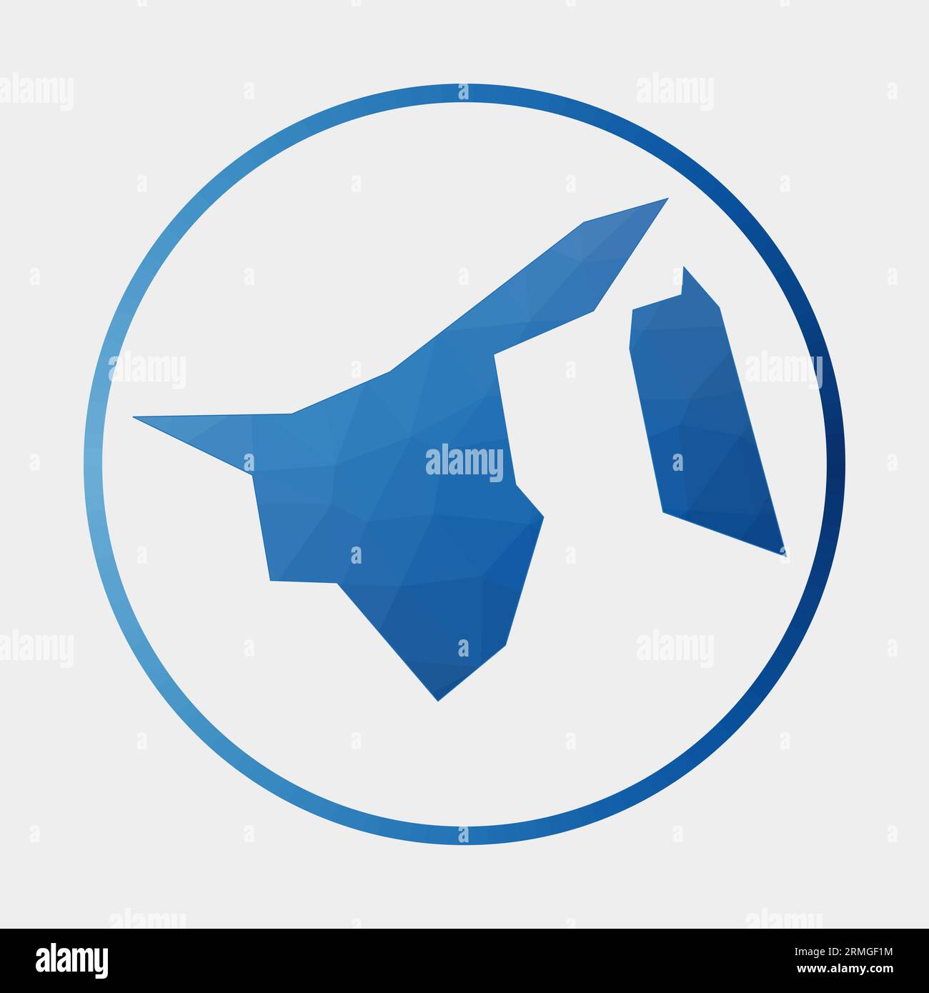Brunei icon. Polygonal map of the country in gradient ring. Round low ...