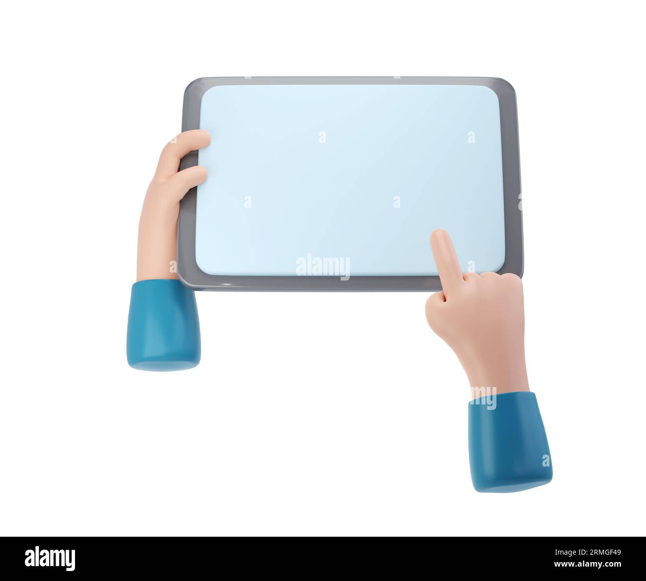 3D Hands using tablet mockup icon. Cartoon hand holding tablet isolated ...