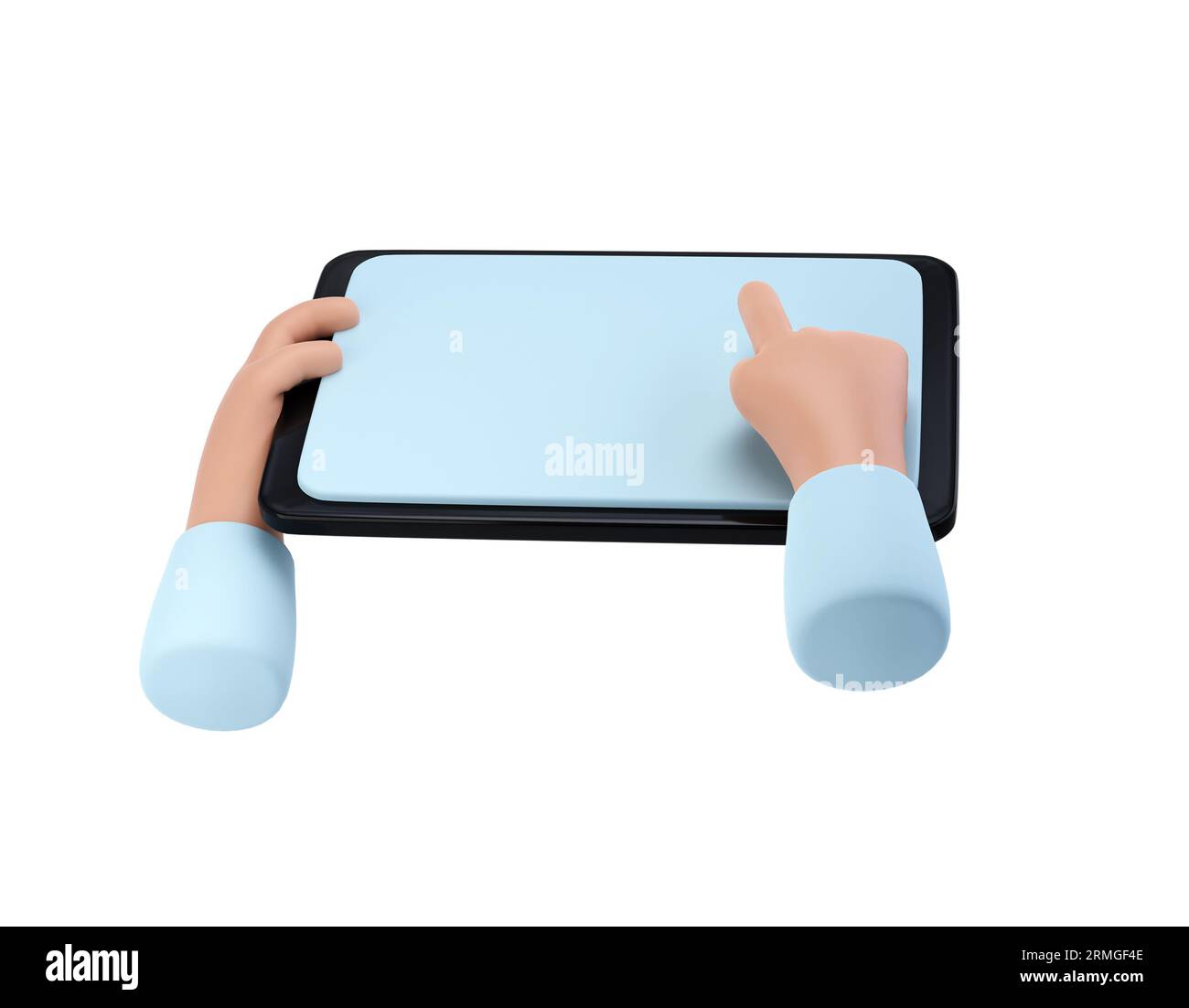 3D Hands using tablet mockup icon. Cartoon hand holding tablet isolated ...