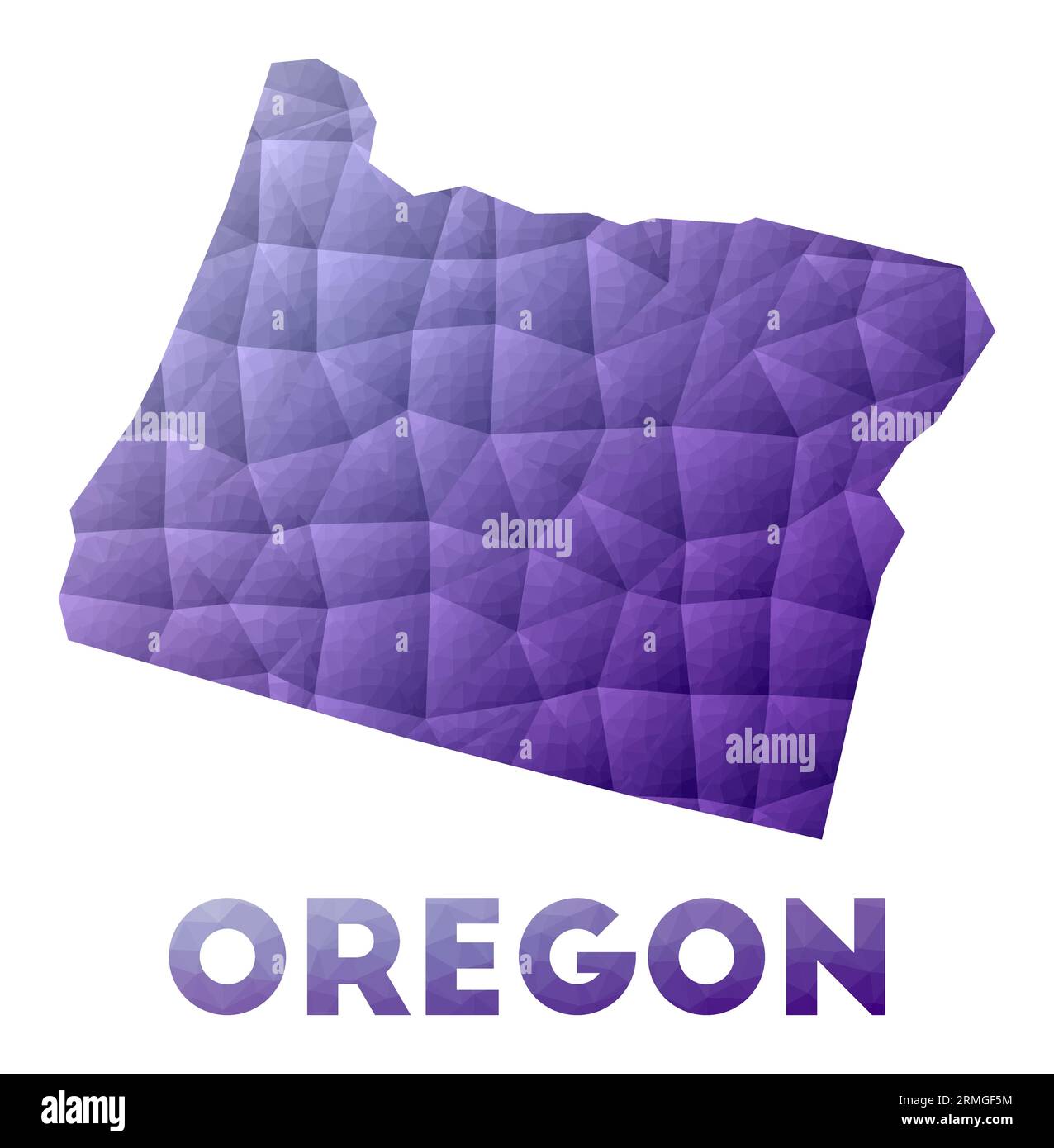 Low poly illustration of the US state of Oregon. Purple geometric ...