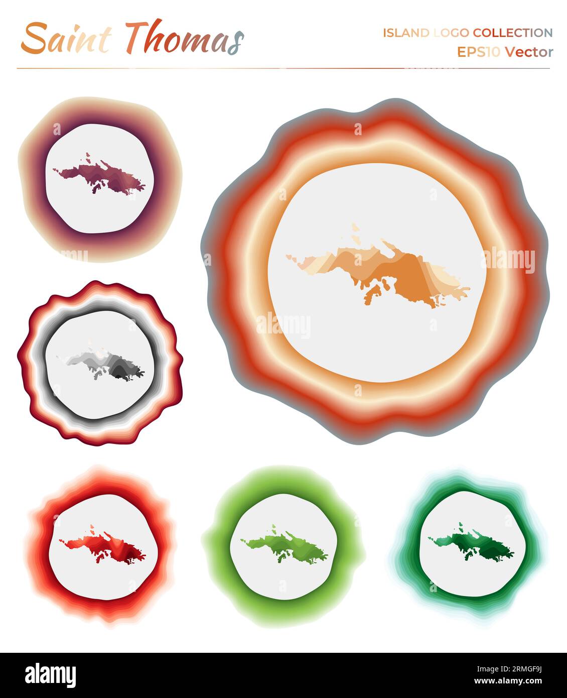 Saint Thomas logo collection. Colorful badge of the island. Layers ...