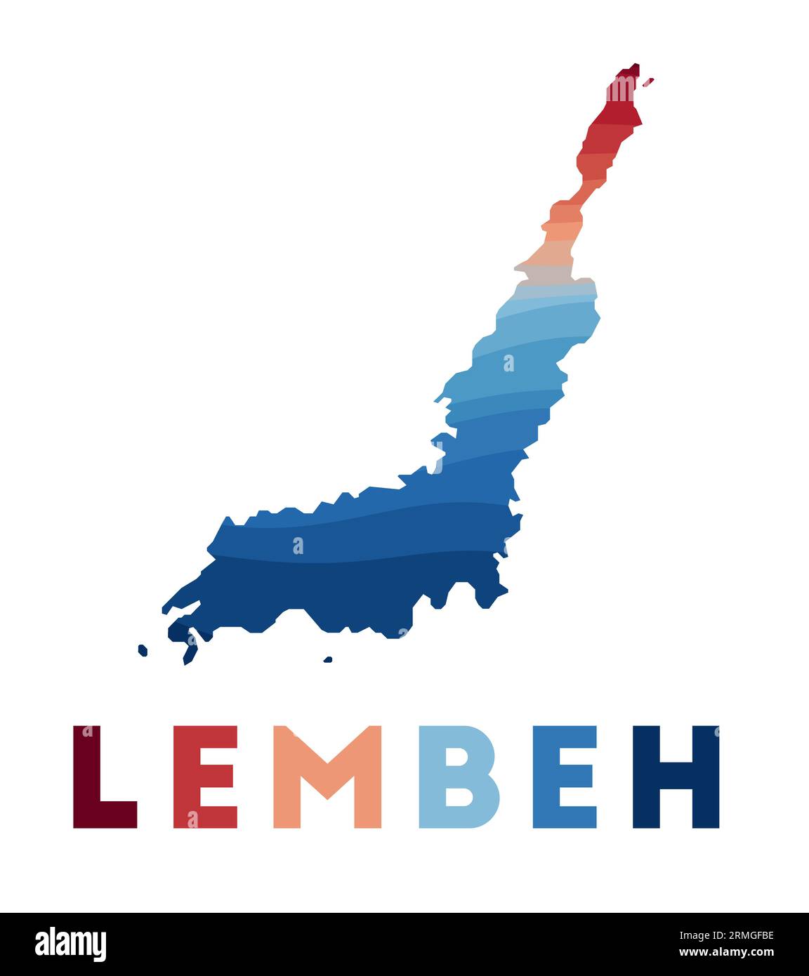 Lembeh map. Map of the island with beautiful geometric waves in red ...