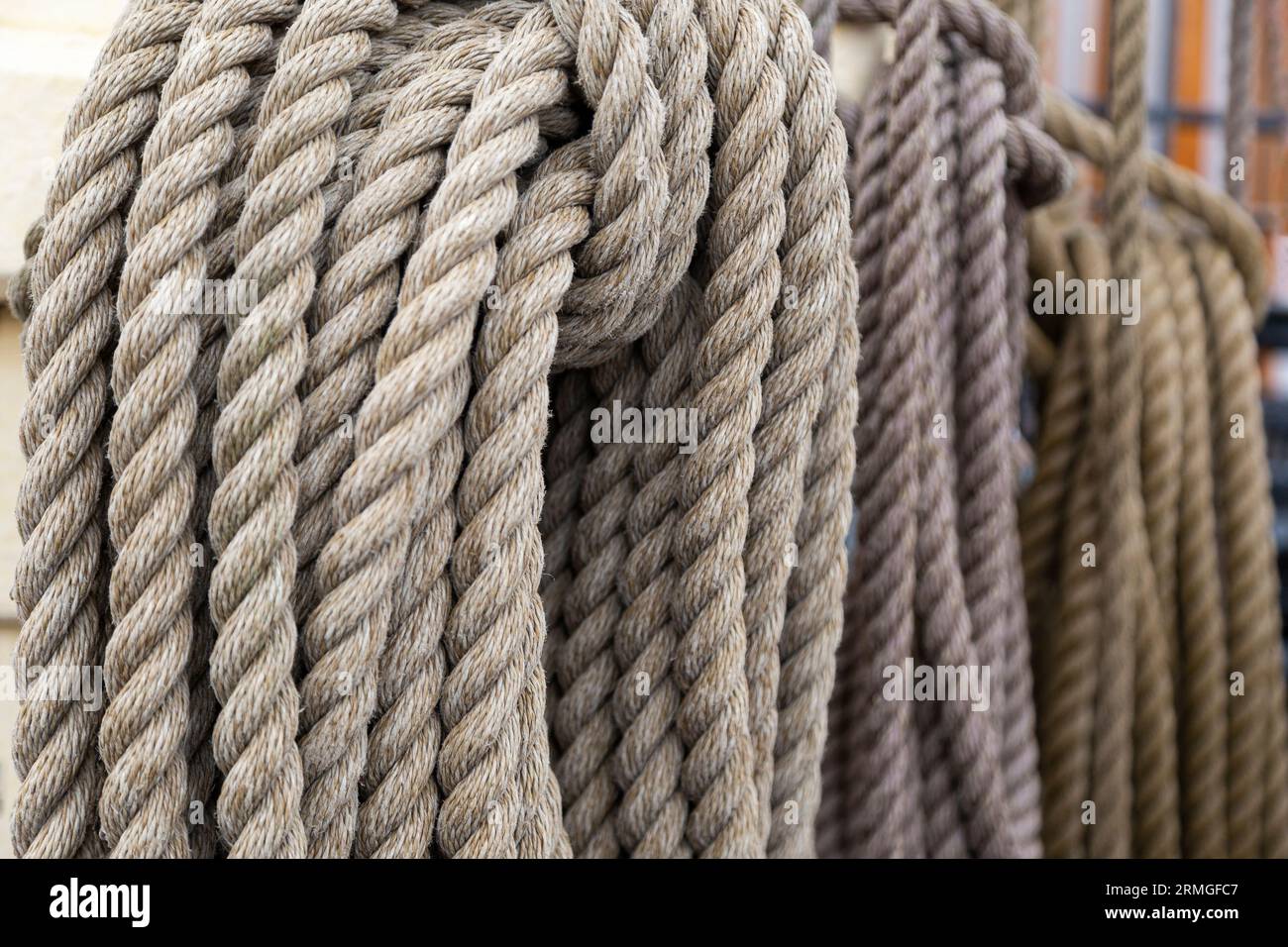 Hanging rope coil hi-res stock photography and images - Alamy