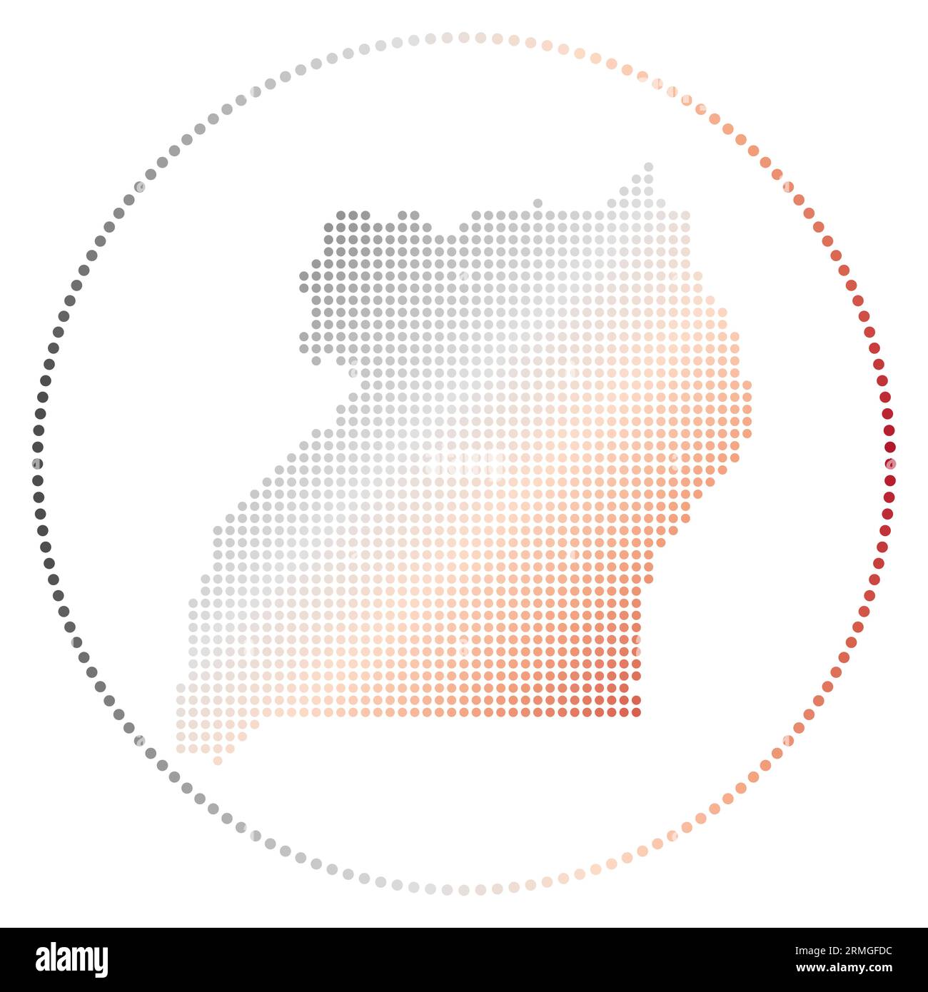 Uganda digital badge. Dotted style map of Uganda in circle. Tech icon ...