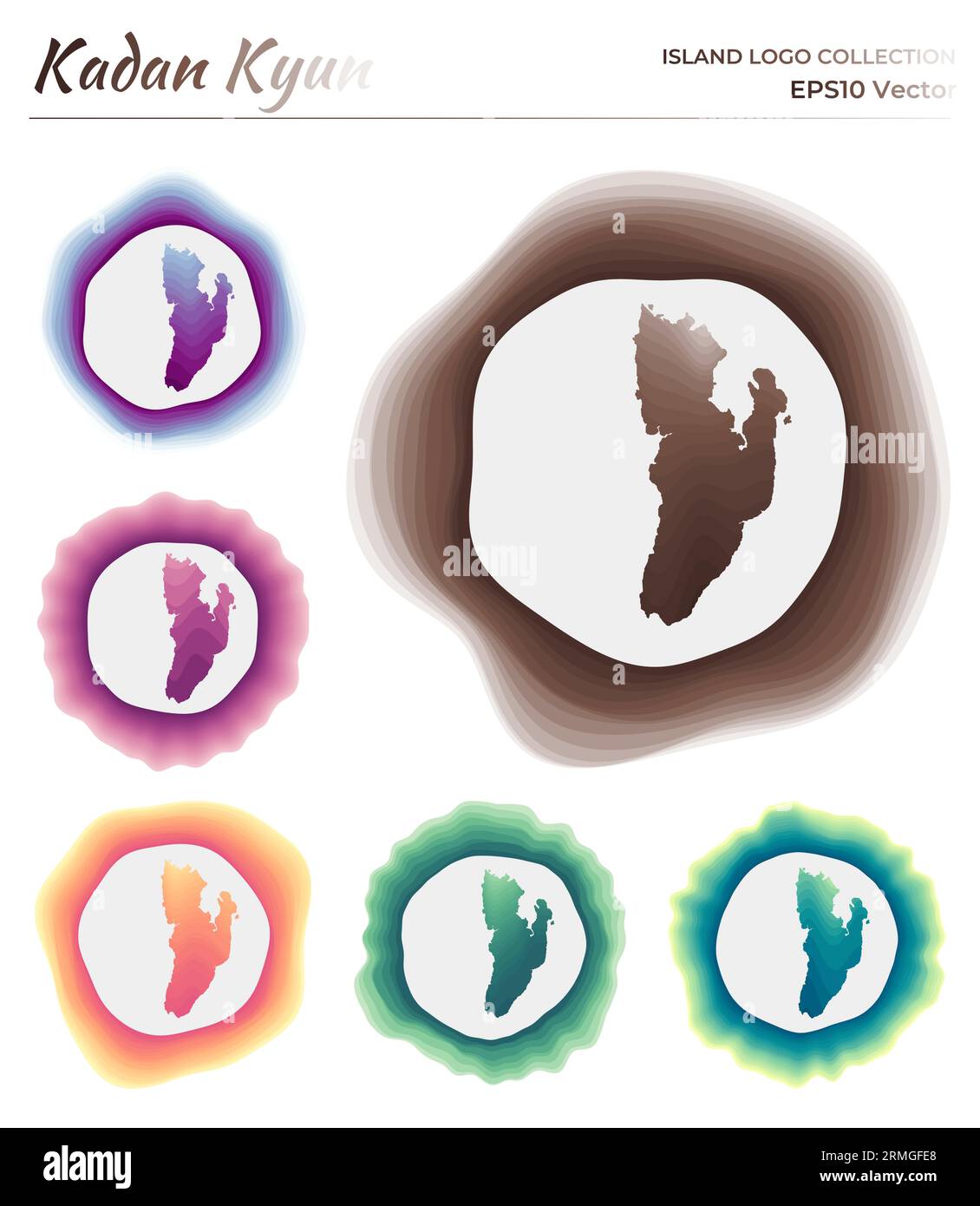 Kadan Kyun logo collection. Colorful badge of the island. Layers around ...