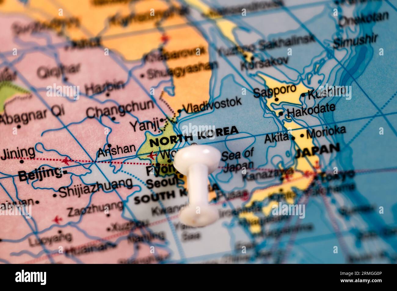 This image shows the location of North Korea on the world map Stock ...