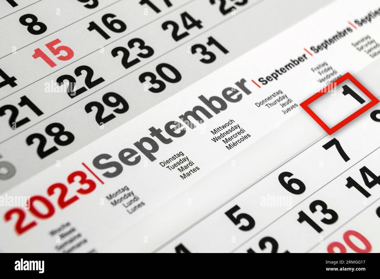 Deutscher Kalender und Datum 1. September 2023 Stock Photo - Alamy