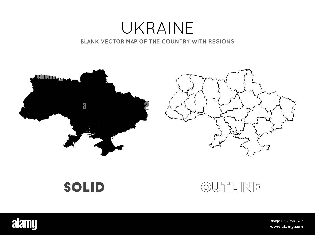 Ukraine map. Blank vector map of the country with regions. Borders of Ukraine for your ...