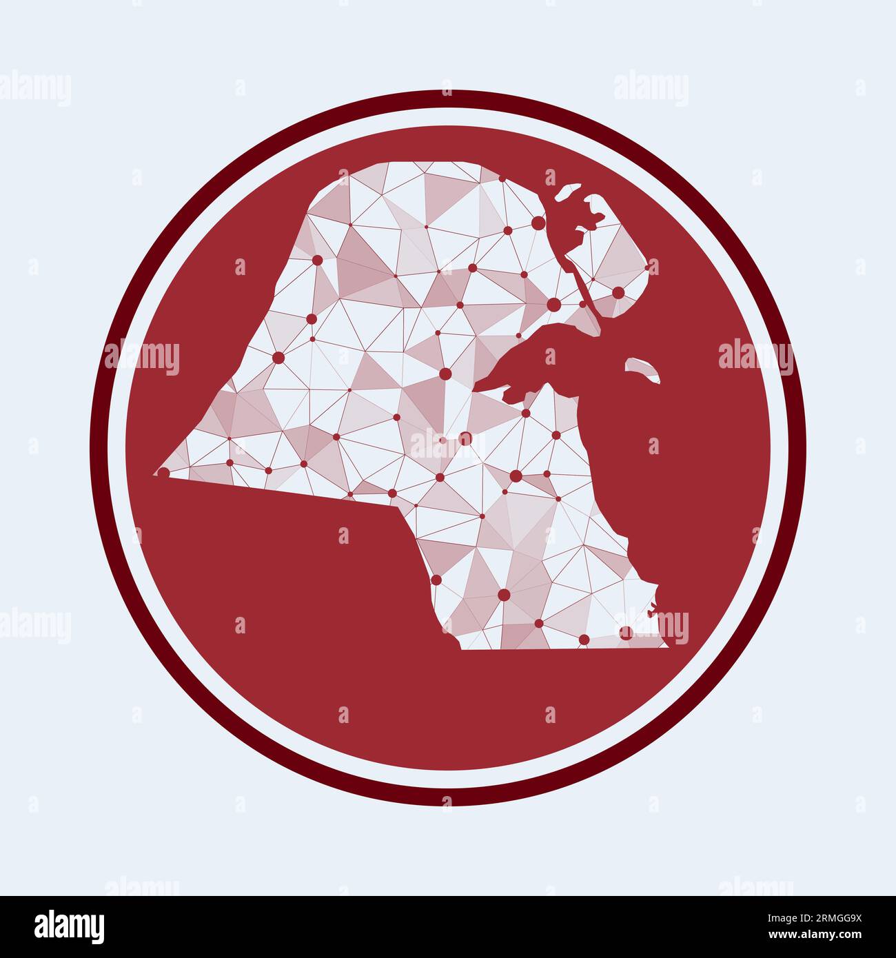 Kuwait icon. Trendy tech logo of the country. Geometric mesh round ...