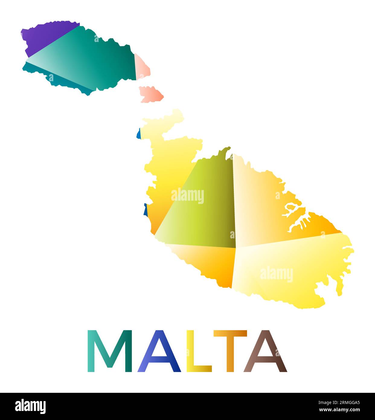 Bright colored Malta shape. Multicolor geometric style island logo ...