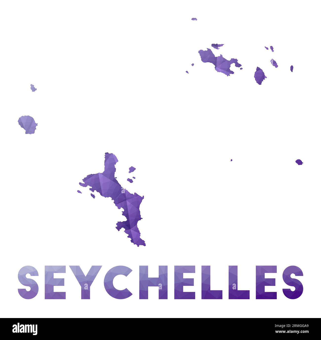 Map of Seychelles. Low poly illustration of the island. Purple ...