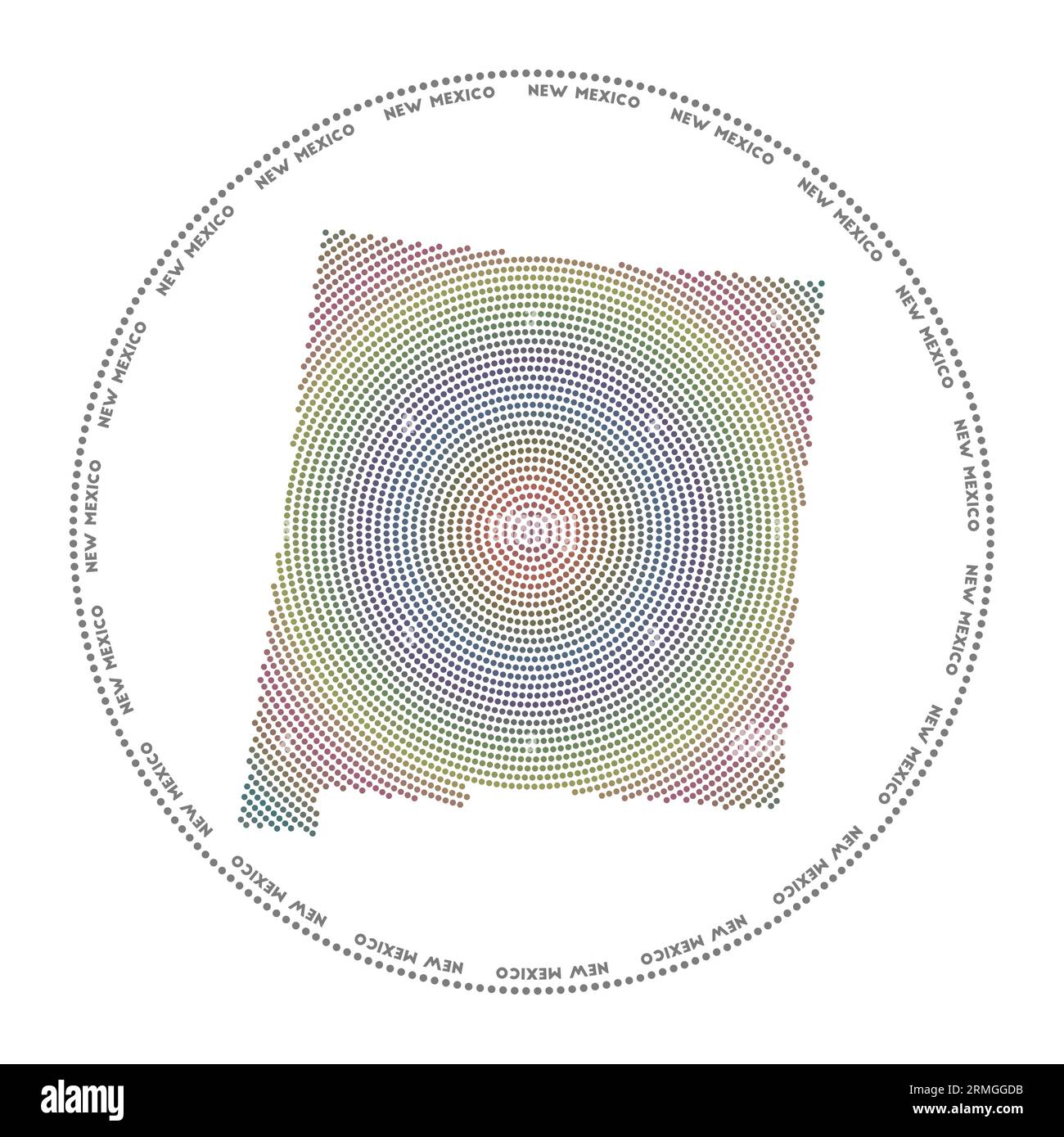 New Mexico round logo. Digital style shape of New Mexico in dotted ...