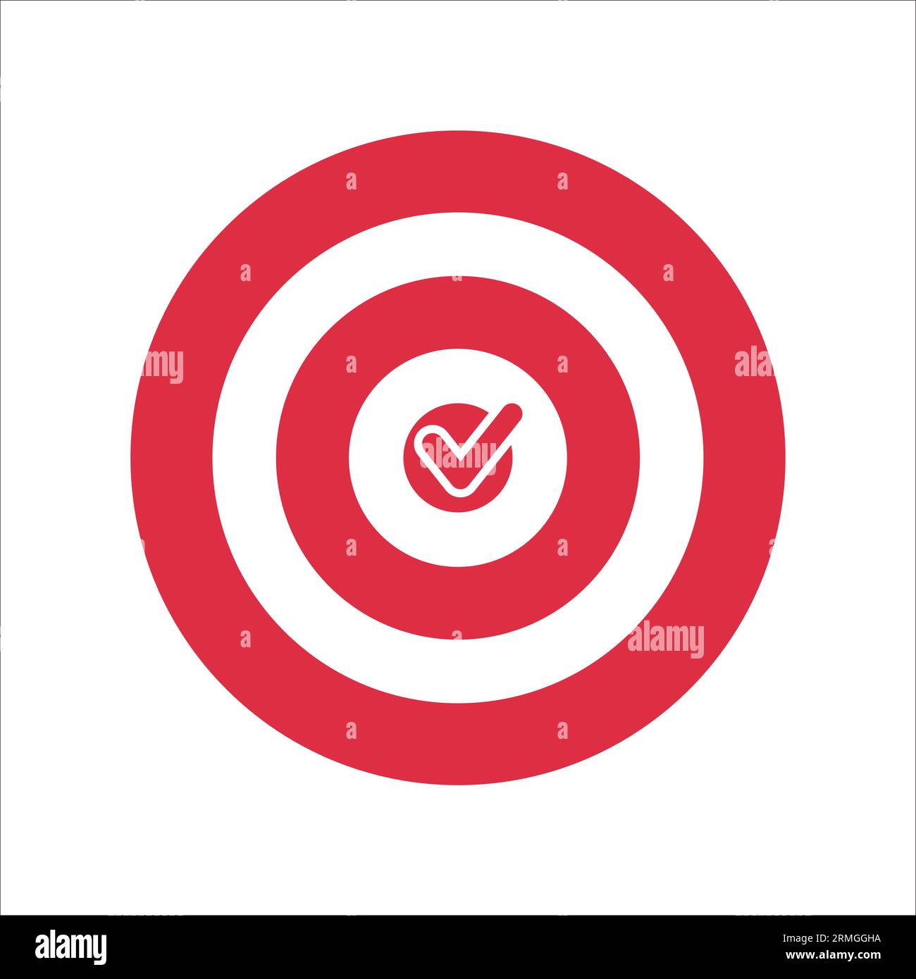 Goal reached symbol, success target, checkmark in the center, targeting ...