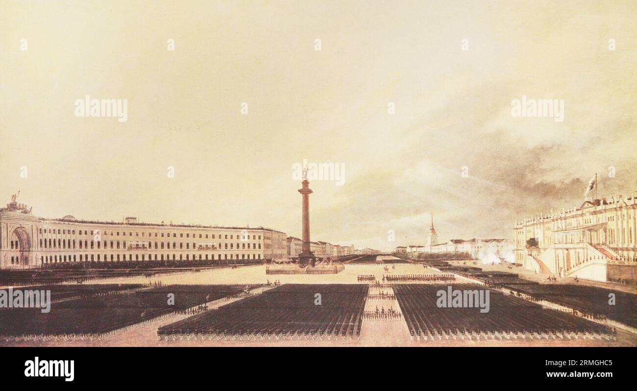 Consecration of the Alexander Column in St. Petersburg. Drawing from ...