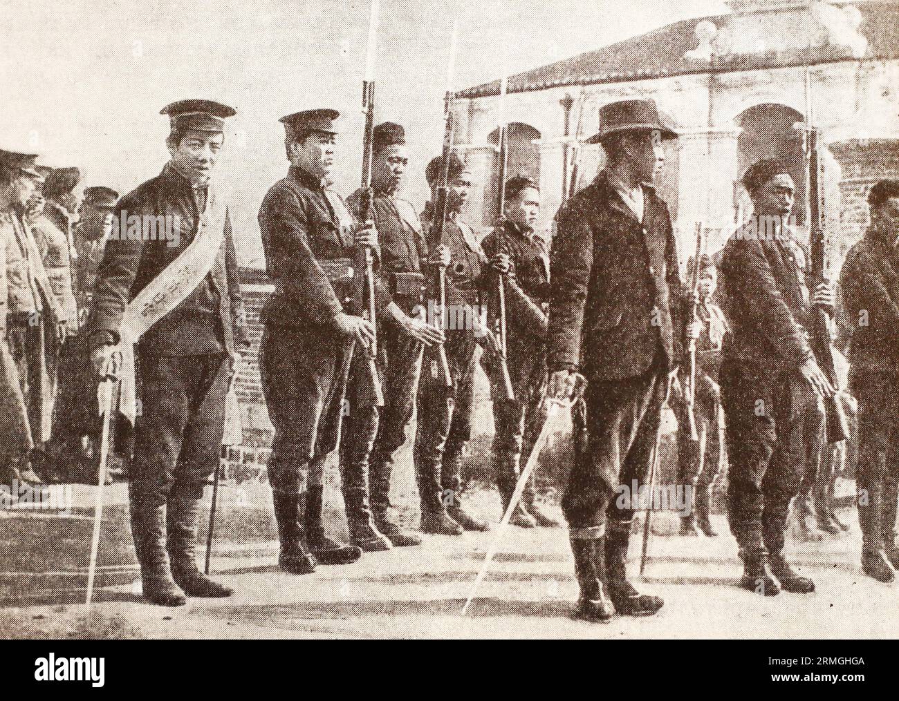 Soldiers and officers of the revolutionary army of China. Photo taken ...
